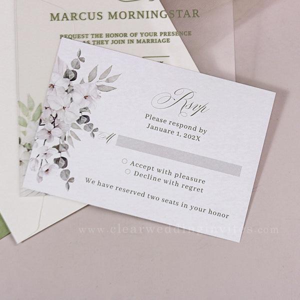 White Sage Flowers Acrylic Wedding Invitations CWIA236 – Clear Wedding ...