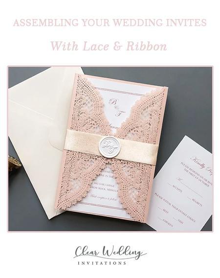 Assemble Wedding Invitations With Lace & Ribbon – Clear Wedding Invites
