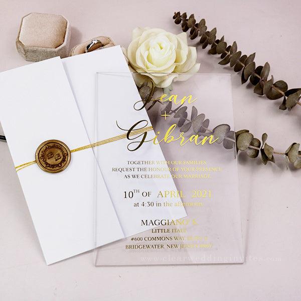 Foil Wedding Invitations, gold foil pressed wedding invitations – Clear ...