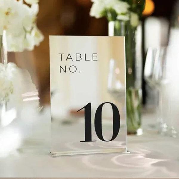 fancy script mirror acrylic table number sign CWIATB03 – Clear Wedding ...
