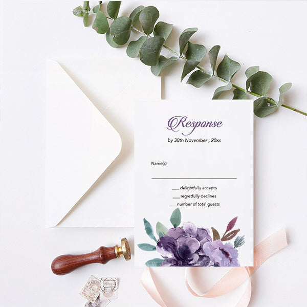 elegant purple floral acrylic wedding Invitations CWIA127 – Clear ...