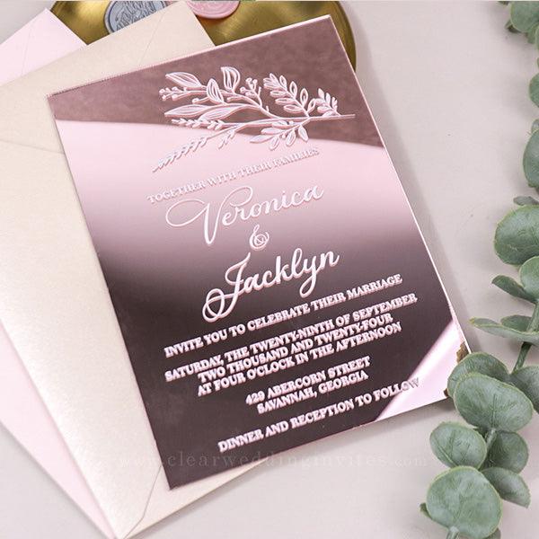 pink sweet 16 invitations, mirror acrylic invitations, acrylic wedding ...