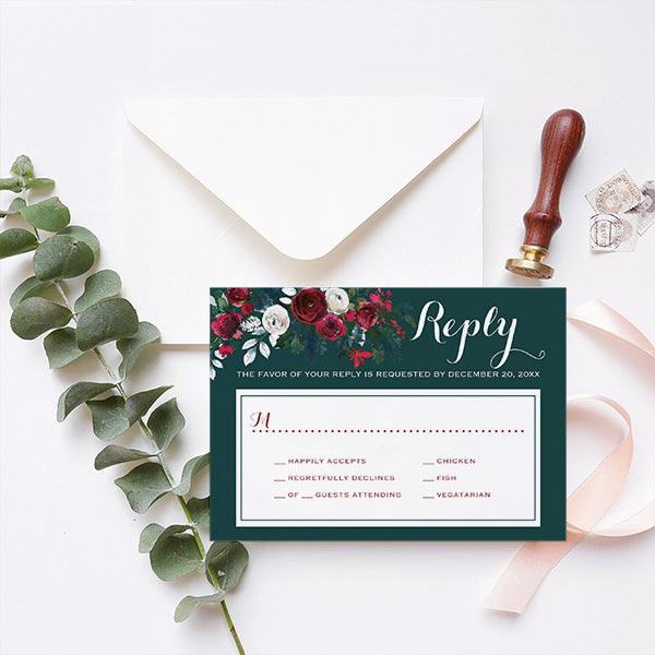 Christmas Red and Green Floral Acrylic wedding invitations CWIA48 ...