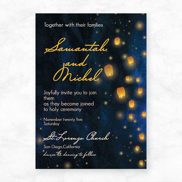 Romantic Fire Sky Wish Lantern Wedding Invitation CWIF66 – Clear ...