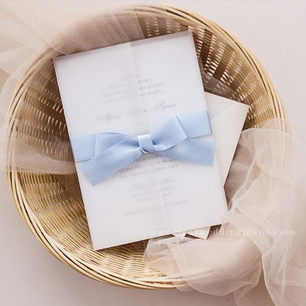 Simple baby blue vellum wedding invitations CWIV10 – Clear Wedding Invites