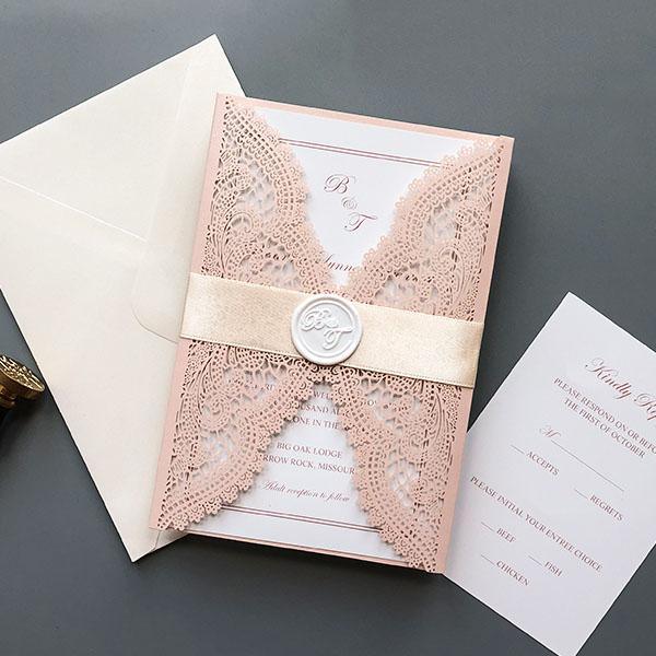 Lace/Ribbon Wedding Invites – Clear Wedding Invites