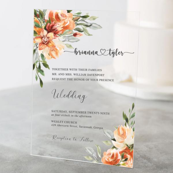 Rust Orange Wedding Invitations – Clear Wedding Invites