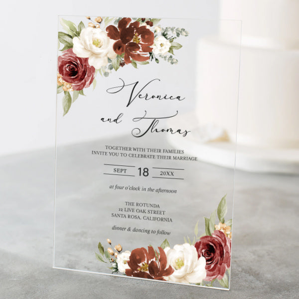Rust Orange Wedding Invitations – Clear Wedding Invites