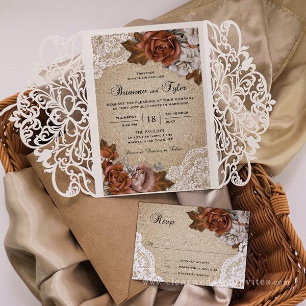 Rust Orange Wedding Invitations – Clear Wedding Invites